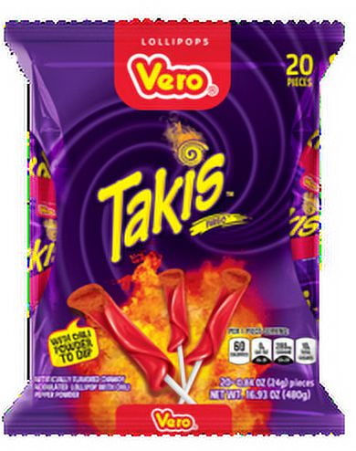 Ricolino Vero Takis Fuego Lollipops, Spicy Mexican Candy, 16 Packs ...