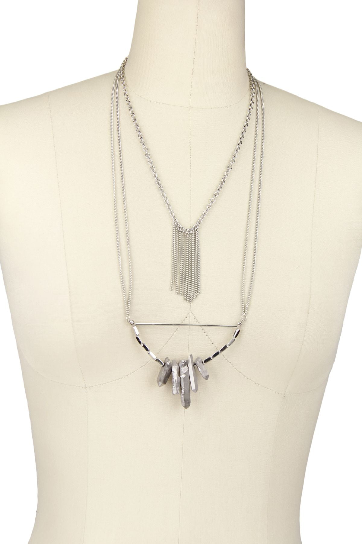 Veroma Boho Multi Strand Necklace with Quartz and Chains - Walmart.com