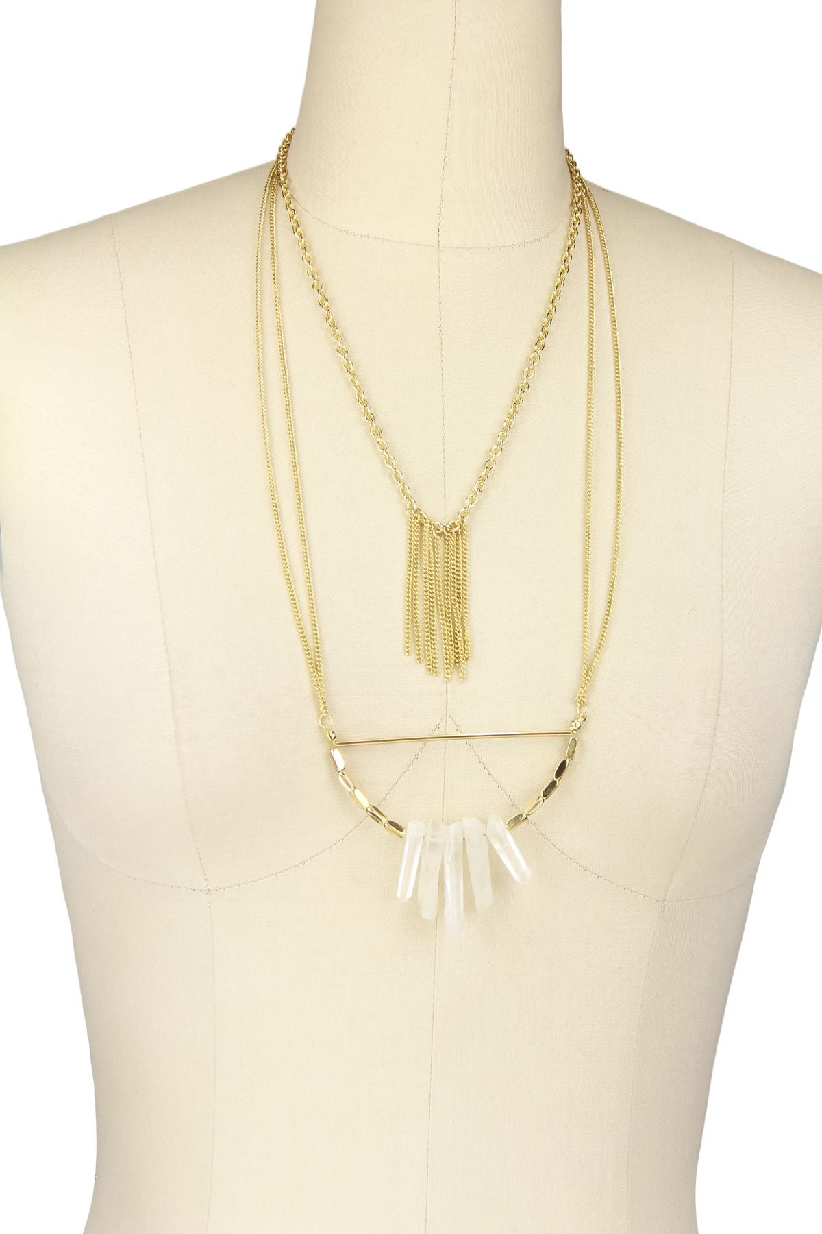 Veroma Boho Multi Strand Necklace with Quartz and Chains - Walmart.com