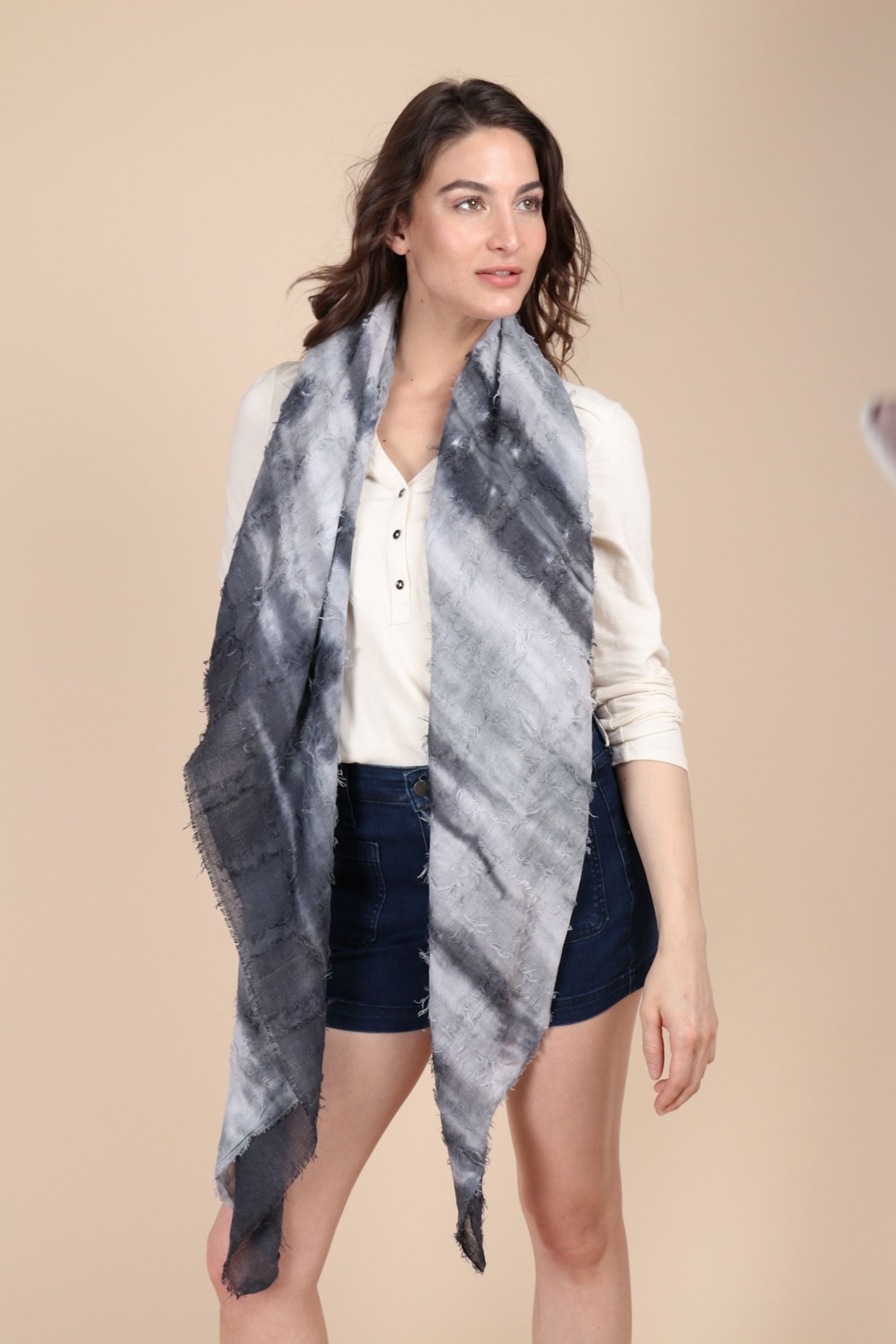 Veroma Grey Watercolor Tie Dyed Square Scarf - Walmart.com