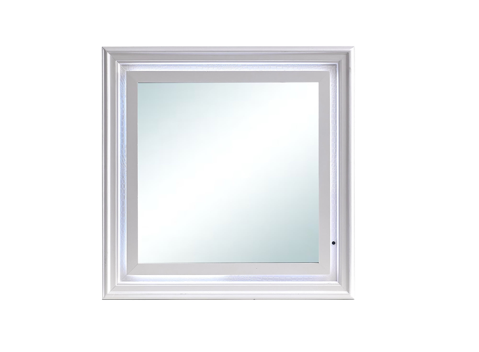 Verona 38 in. W x 38 in. H Square Wood Frame Pearl White Dresser MIrror ...