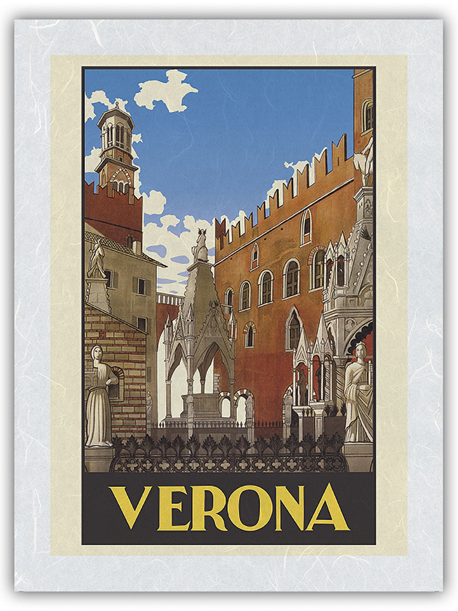 Verona Italy - Piazza delle Erbe Square - Vintage Travel Poster c.1938 ...