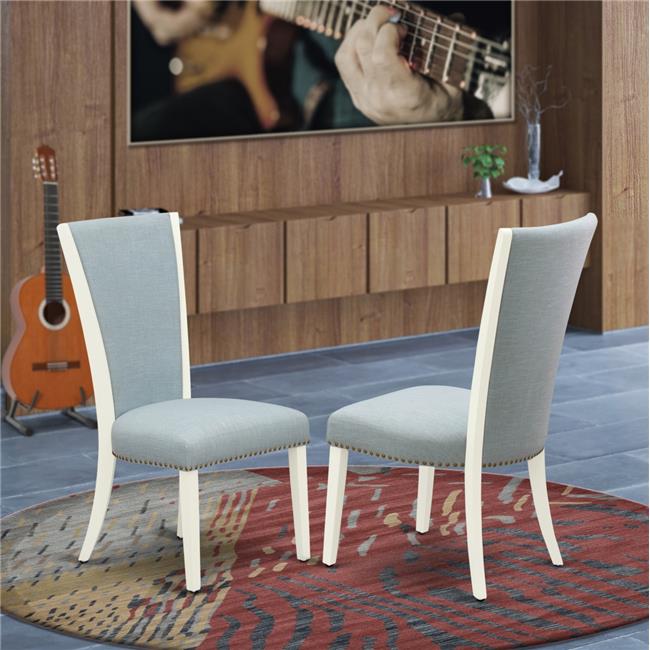 Verona Linen White Hardwood Structure Upholstered Chair with Baby Blue ...