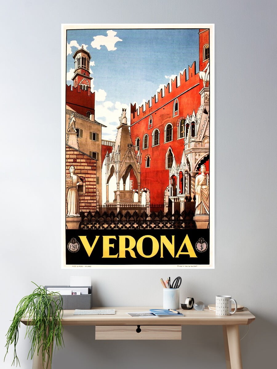 Verona Veneto Italy Holiday Advertisement Vintage Italian Travel Poster ...