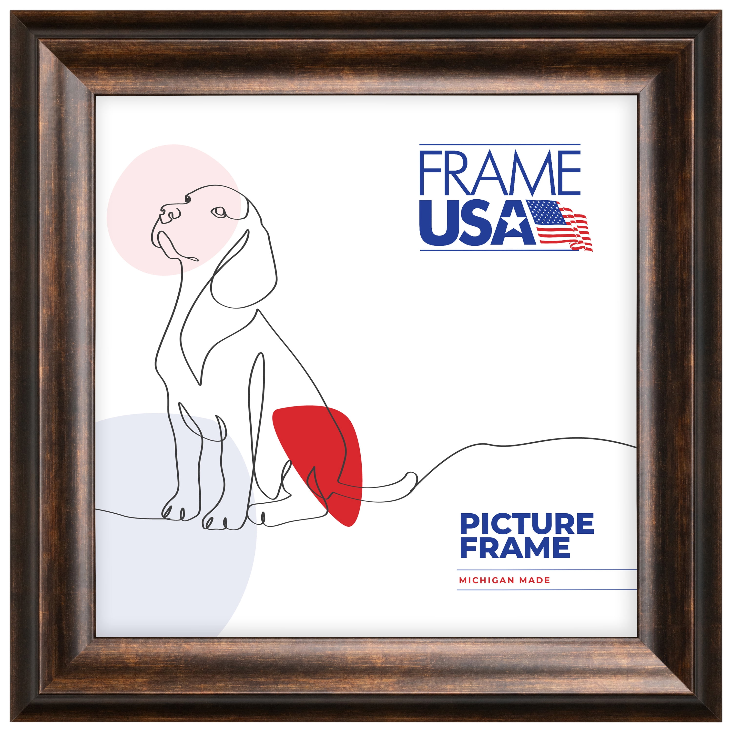 12x12 Picture Frame, Bronze Verona Wide 204304, 2.5 Inch MDF with Glass ...