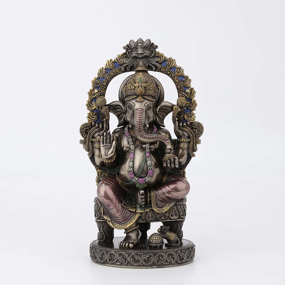 Veronese Design 10 1/4 Inch Tall Lord Ganesha Sitting On Throne with ...
