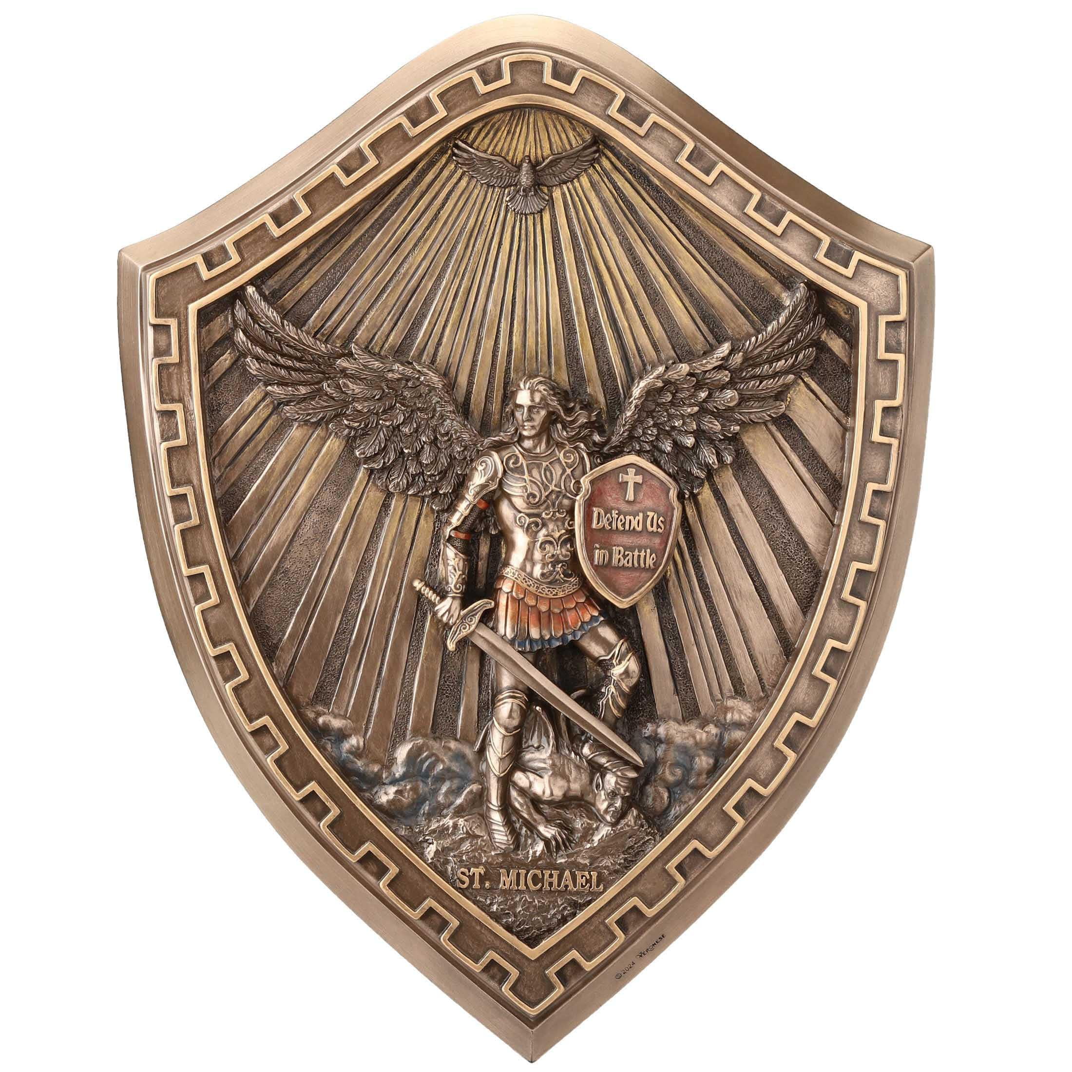 Veronese Design 10 Inch Saint Michael Crested Shield Cold Cast Resin ...