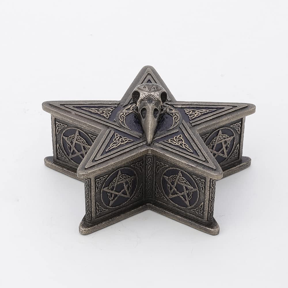 Veronese Design 2 3/4 Inch Tall Crow Skull Pentagram Trinket Box Cold ...
