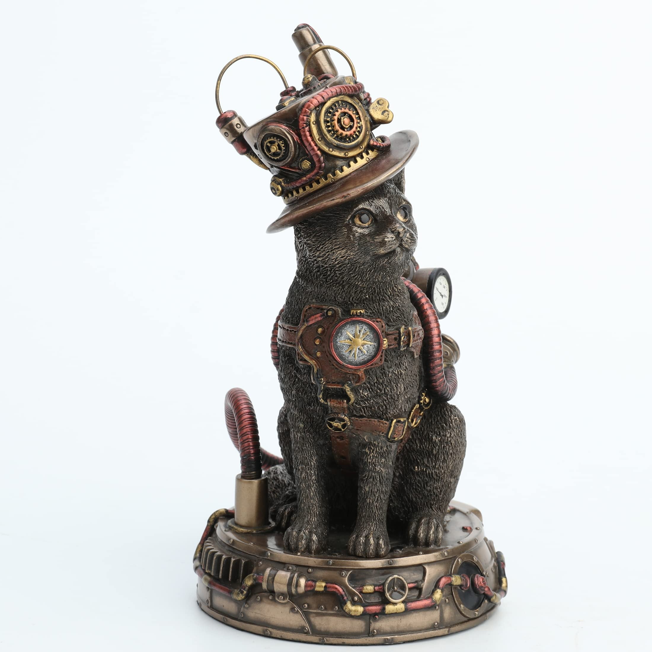 Veronese Design 6 7/8 Inch Steampunk Chaotic Neutal Mad Hatter Cat Cold ...