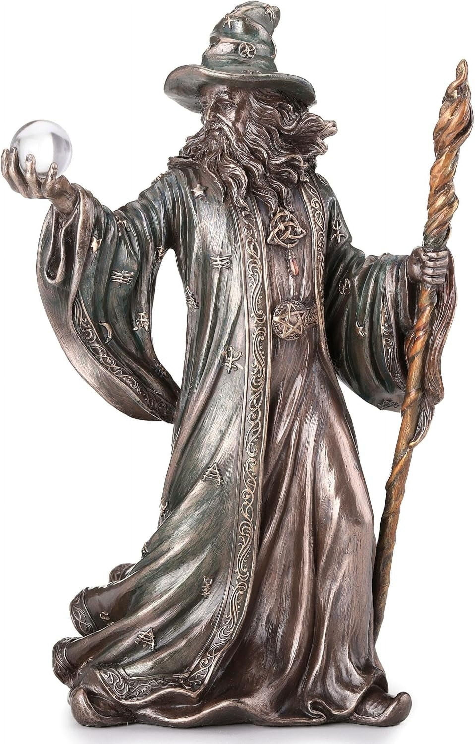 Veronese Design 8 1/8 Inch Wizard Holding Crystal Ball and Staff Cold ...