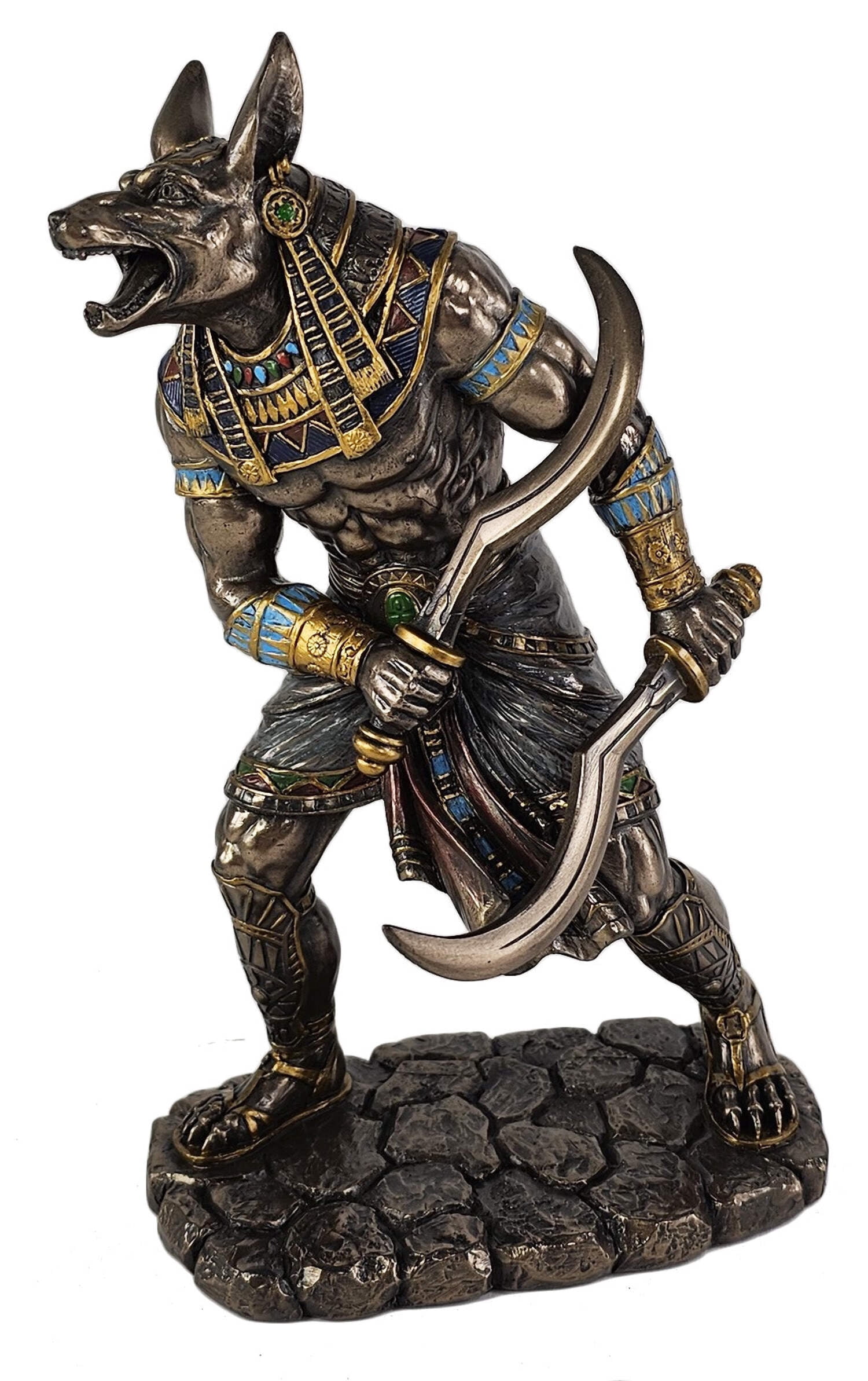 Veronese Design 8 7/8 Inch Egyptian God Anubis Dual Wielding Khopesh ...