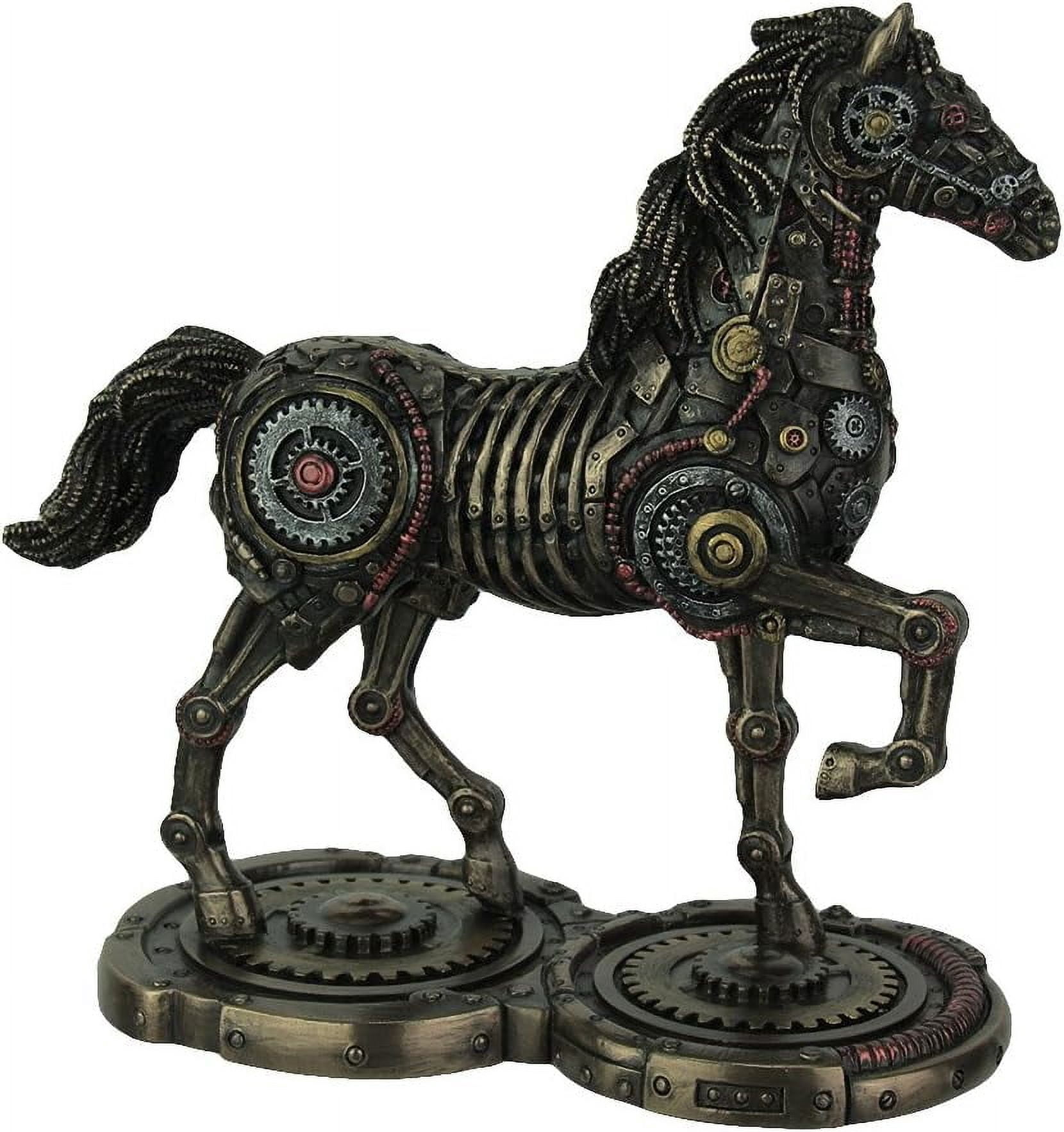 Veronese Design 9 1/2 Inch Steampunk Horse Prancing Cold Cast Resin ...