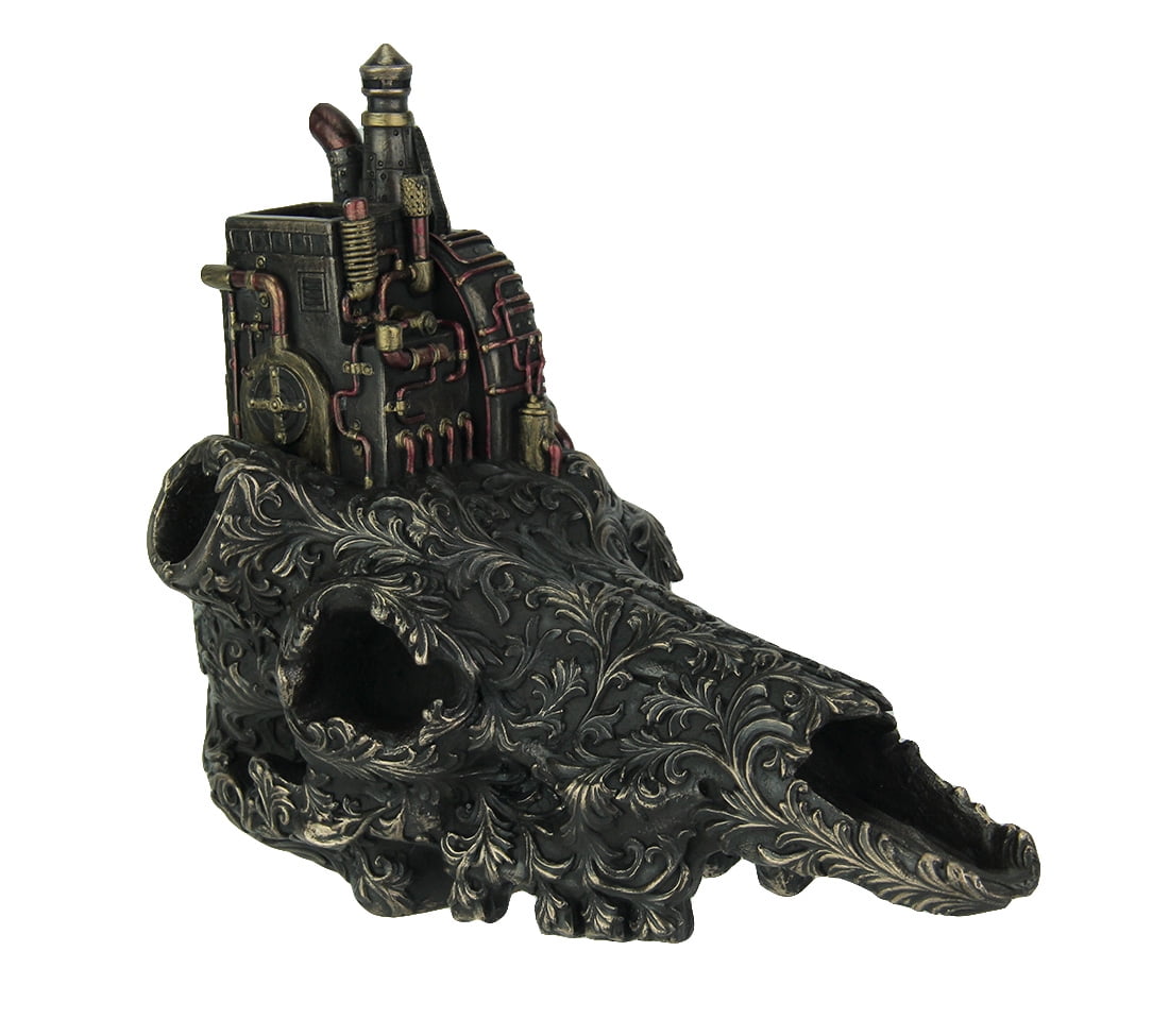 Veronese Design Antiqued Bronze Finish Steampunk Steer Skull Statue ...