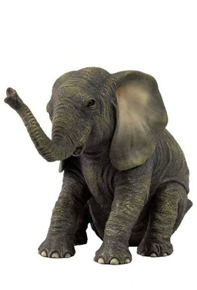 Veronese Design Baby Elephant Sitting Animal Figurine 6.125" H ...