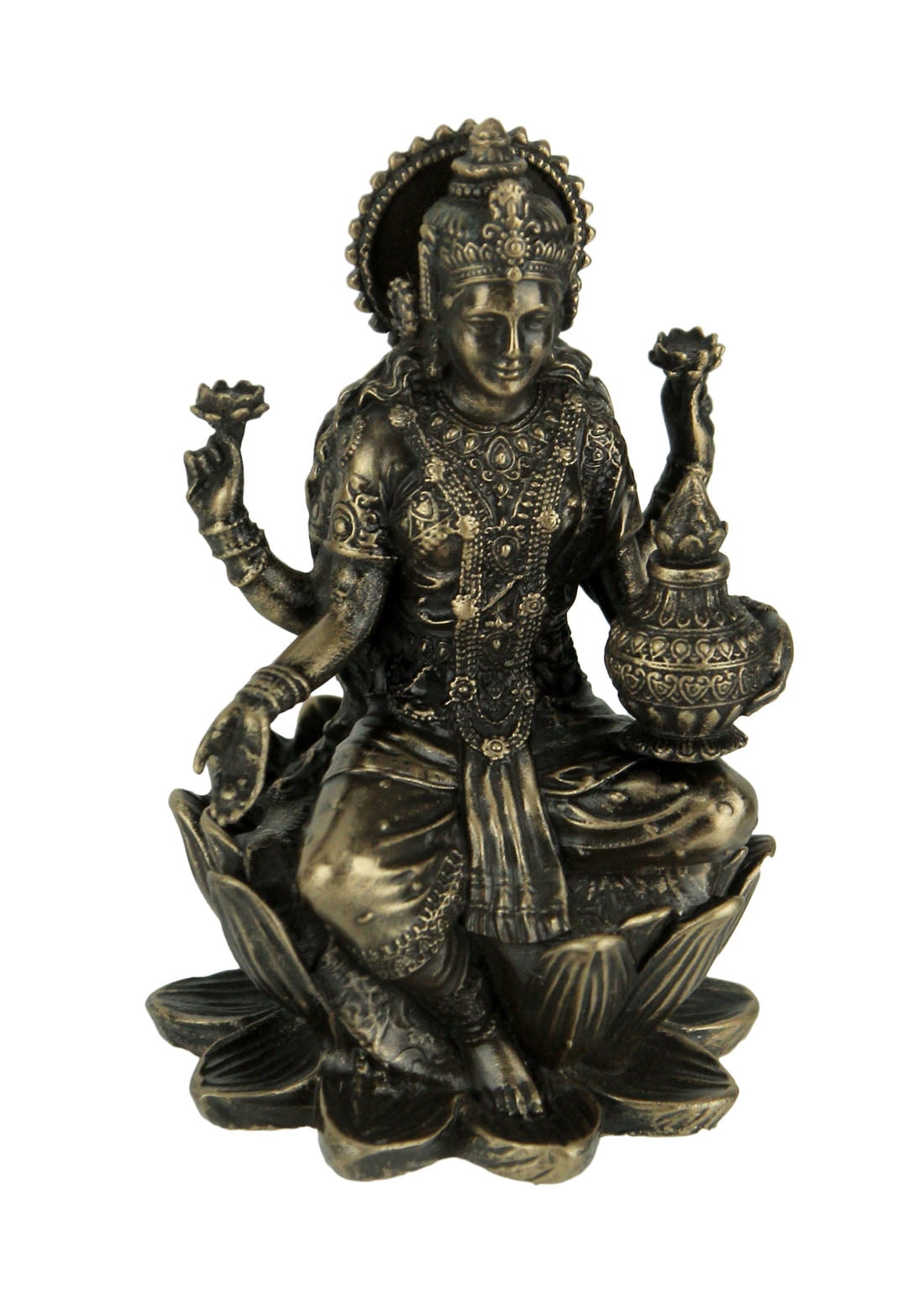 Veronese Design Bronze Finish Lakshmi Hindu Goddess On Lotus Figurine ...