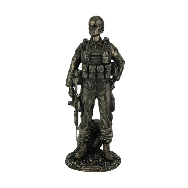 Veronese Design Defend and Serve Female Soldier Bronze Finish Statue ...