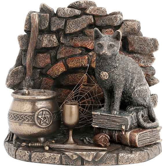 Veronese Design Little Wicked Conjuring Corner Bronze Finish Cat Witch ...