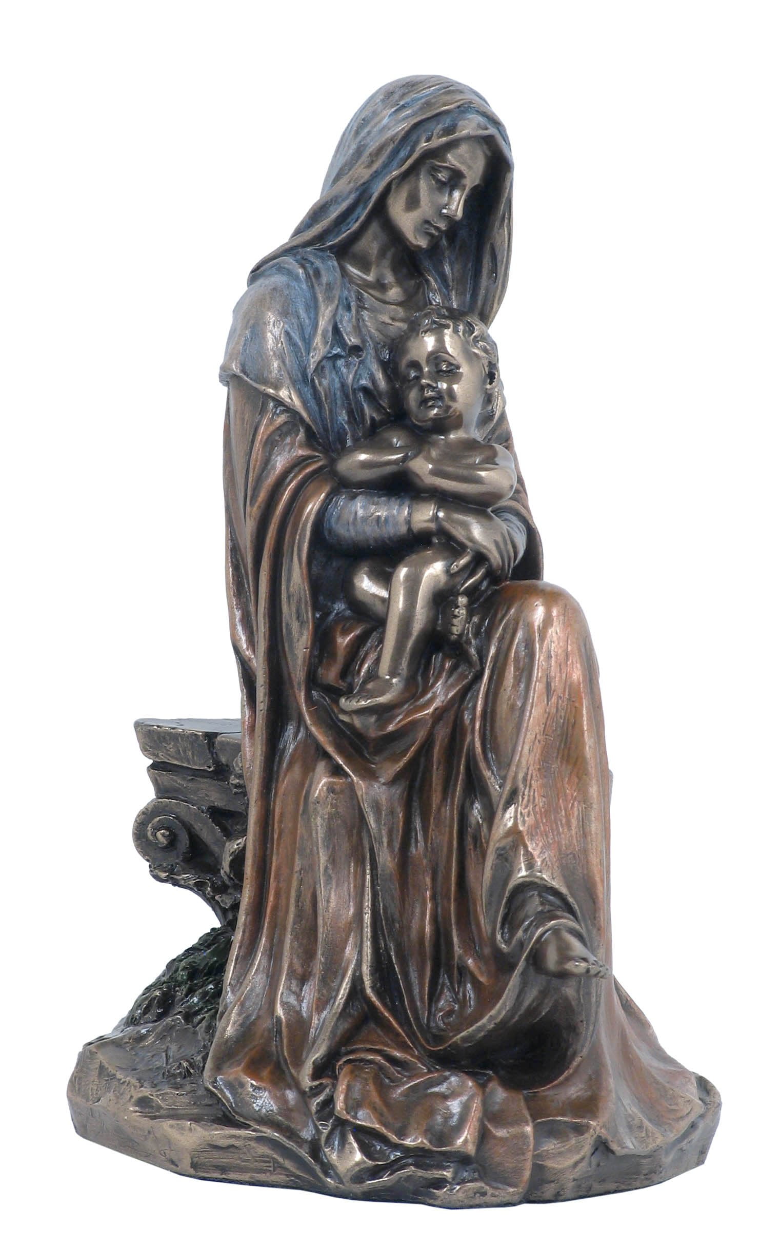 6.75 Inch Mother Mary Holding Baby Jesus Cold Cast Bronze Figurine ...