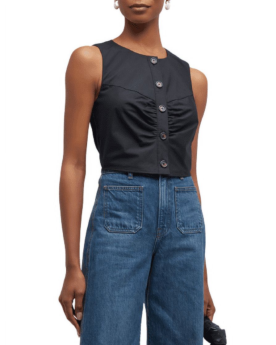 Veronica Beard Women's Black Shenari Button-Front Crop Top, 8 - Walmart.com