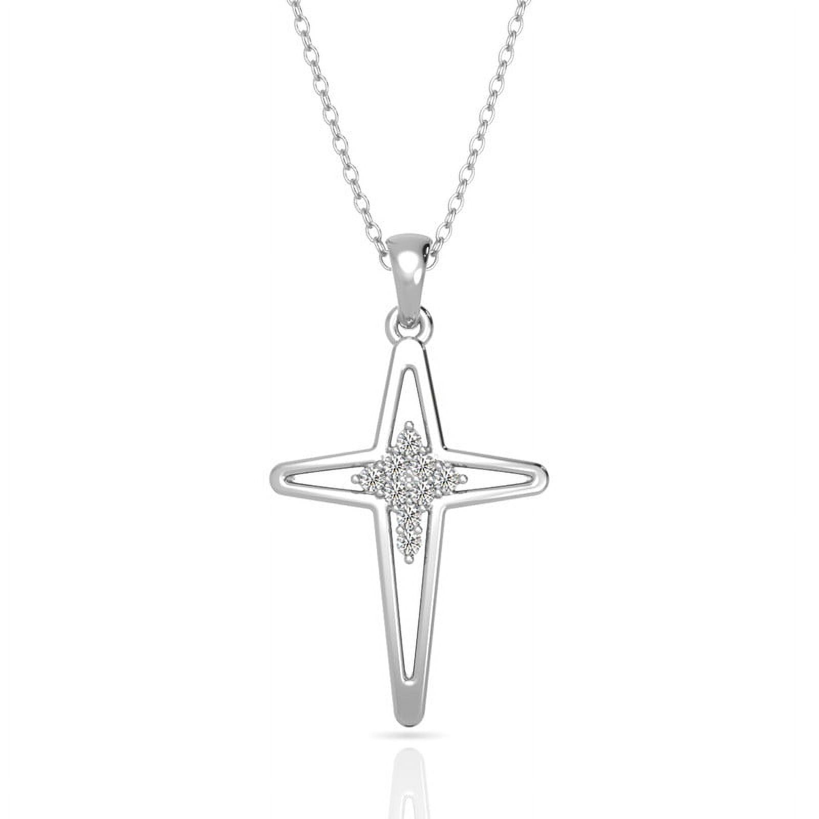 Verozi 925 Sterling Silver Northstar Cross Necklace, CZ AAAAA Pendant ...