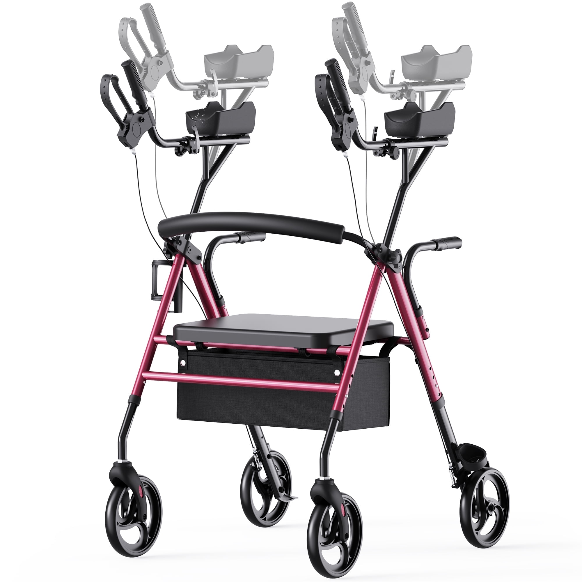 Verpal Upright Rollator Walker for Seniors, Foldable Stand Up Rollator ...