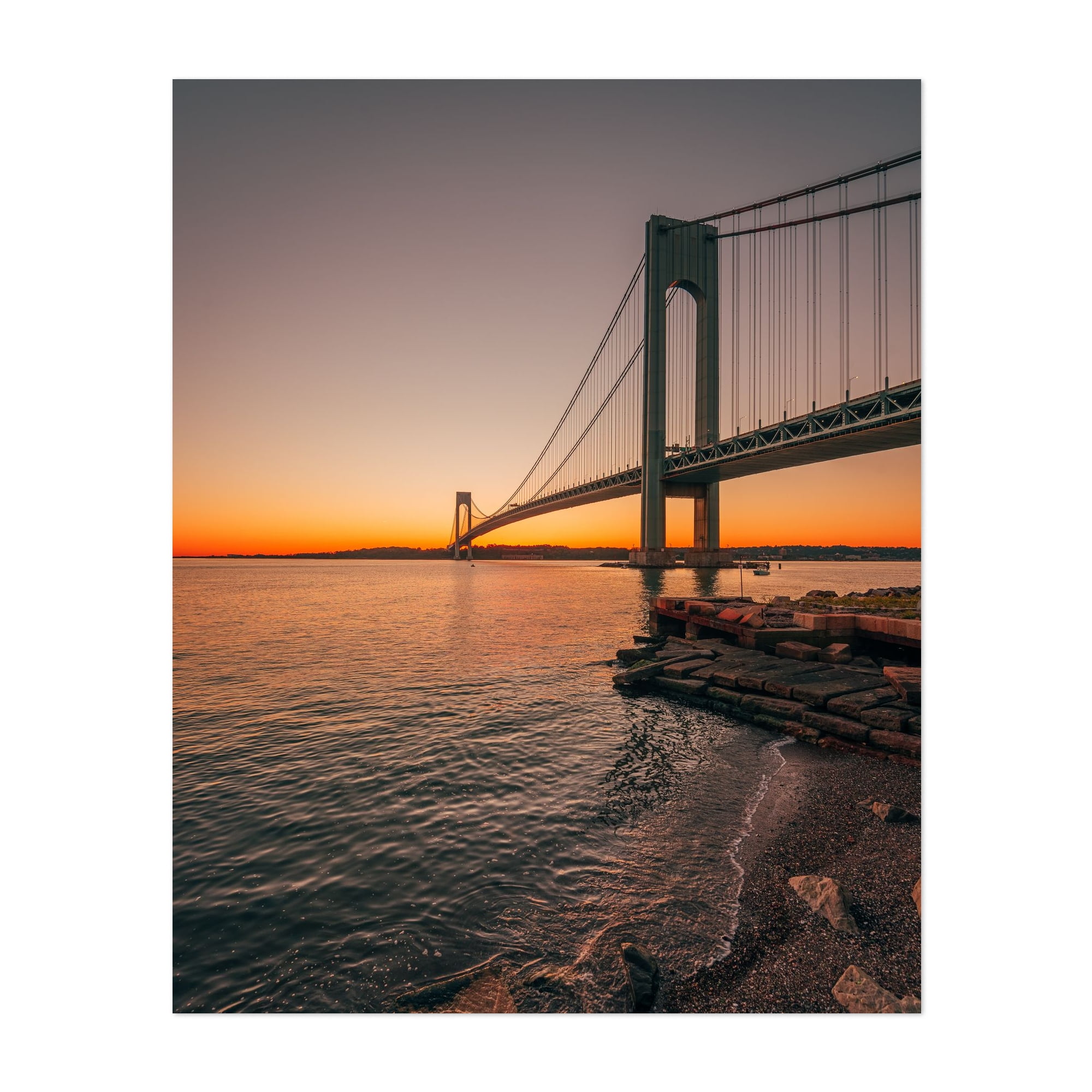 Verrazano Sunset - Staten Island New York Photography Bridge Sunset Ocean Scenic Travel Poster ...