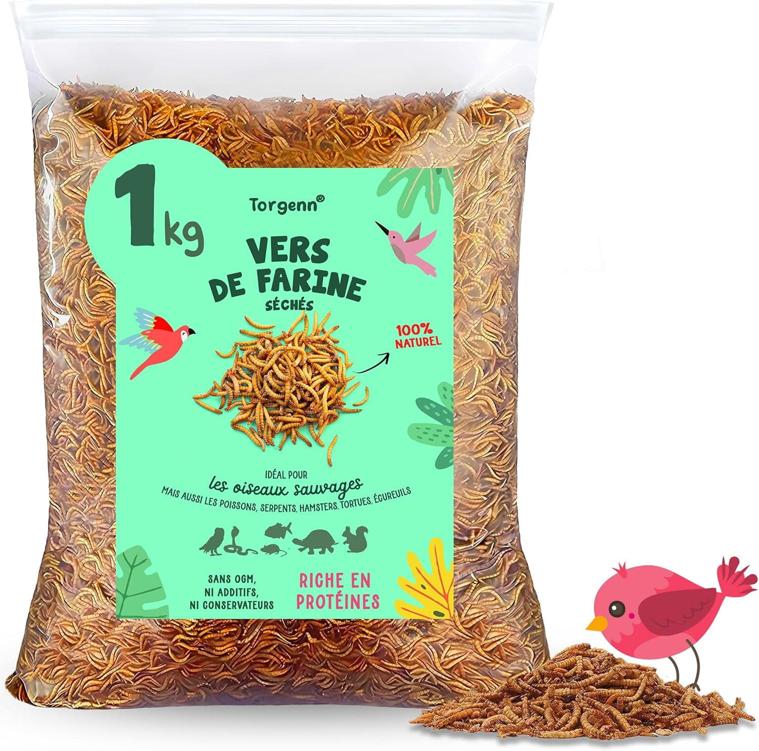 Vers De Farine Séchés 1Kg - Nourriture Pour Oiseaux Sauvages, Poissons ...