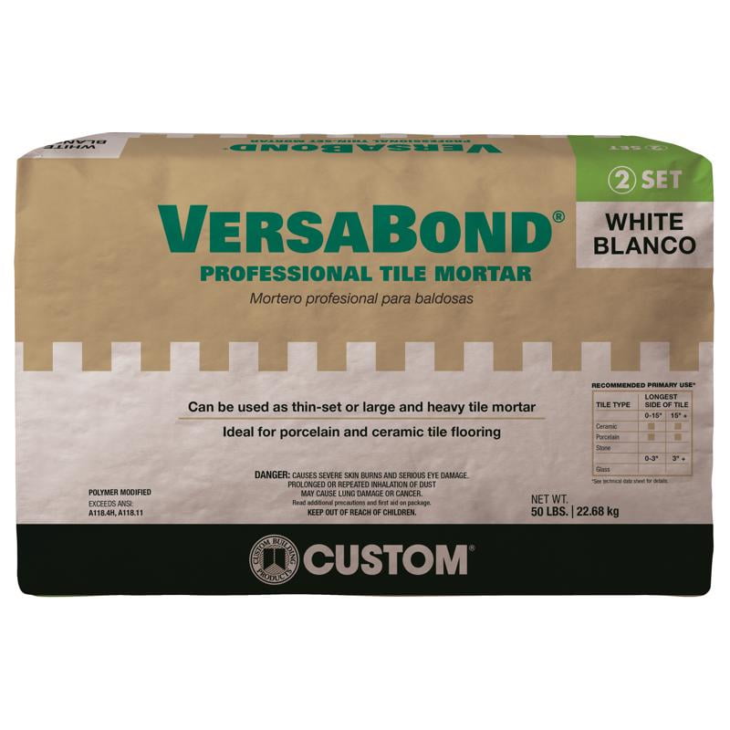 VersaBond MTSW50 White Fortified Thin Set Mortar, 50-Lb. Bag - Quantity ...