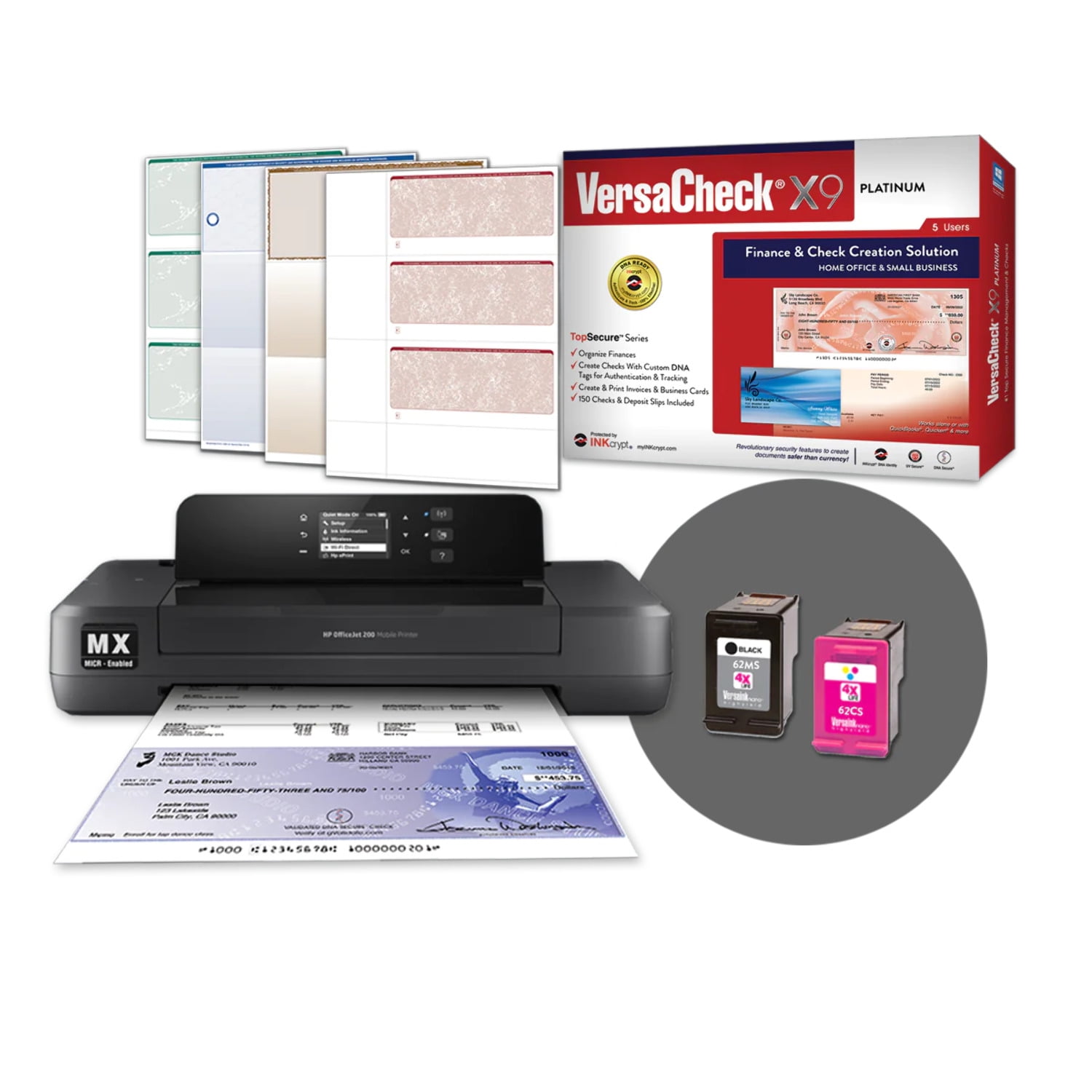 VersaCheck HP Officejet 200 MXE Portable Wireless MICR Printer X9 ...