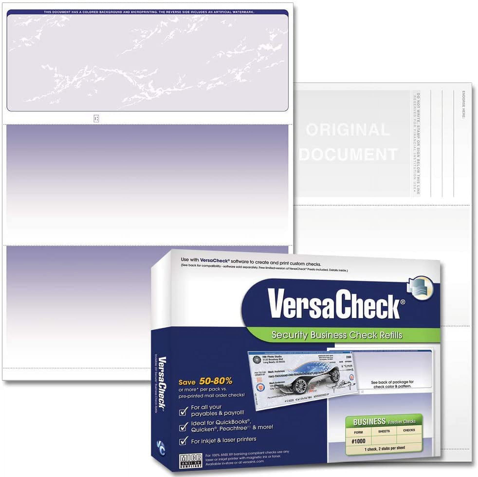 VersaCheck Secure Checks - 500 Blank Business Voucher Checks - Blue ...