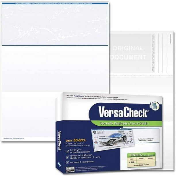 VersaCheck Secure Checks - 500 Blank Business Voucher Checks - Blue ...