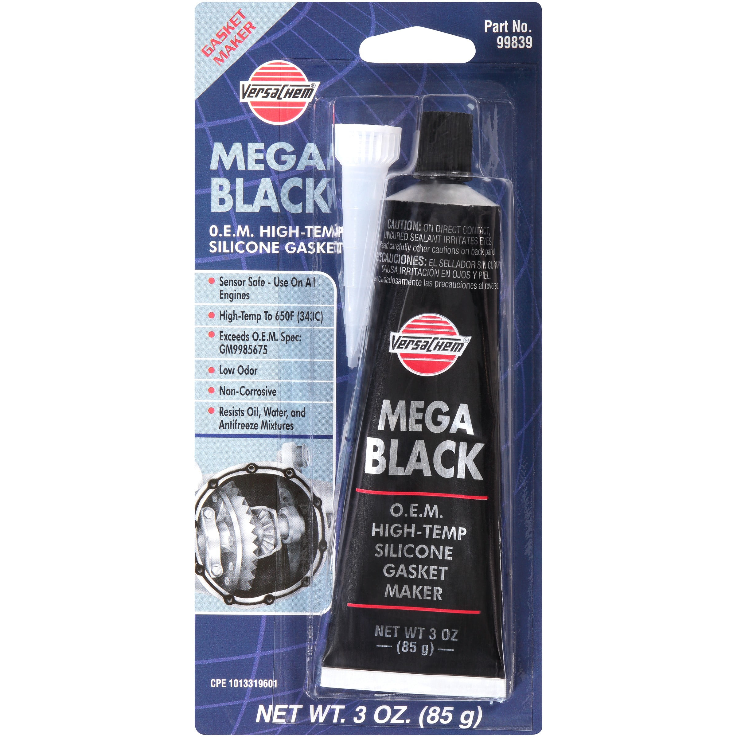 VersaChem® Mega Black 99839 O.E.M. High-Temp Silicone Gasket Maker 3 oz ...