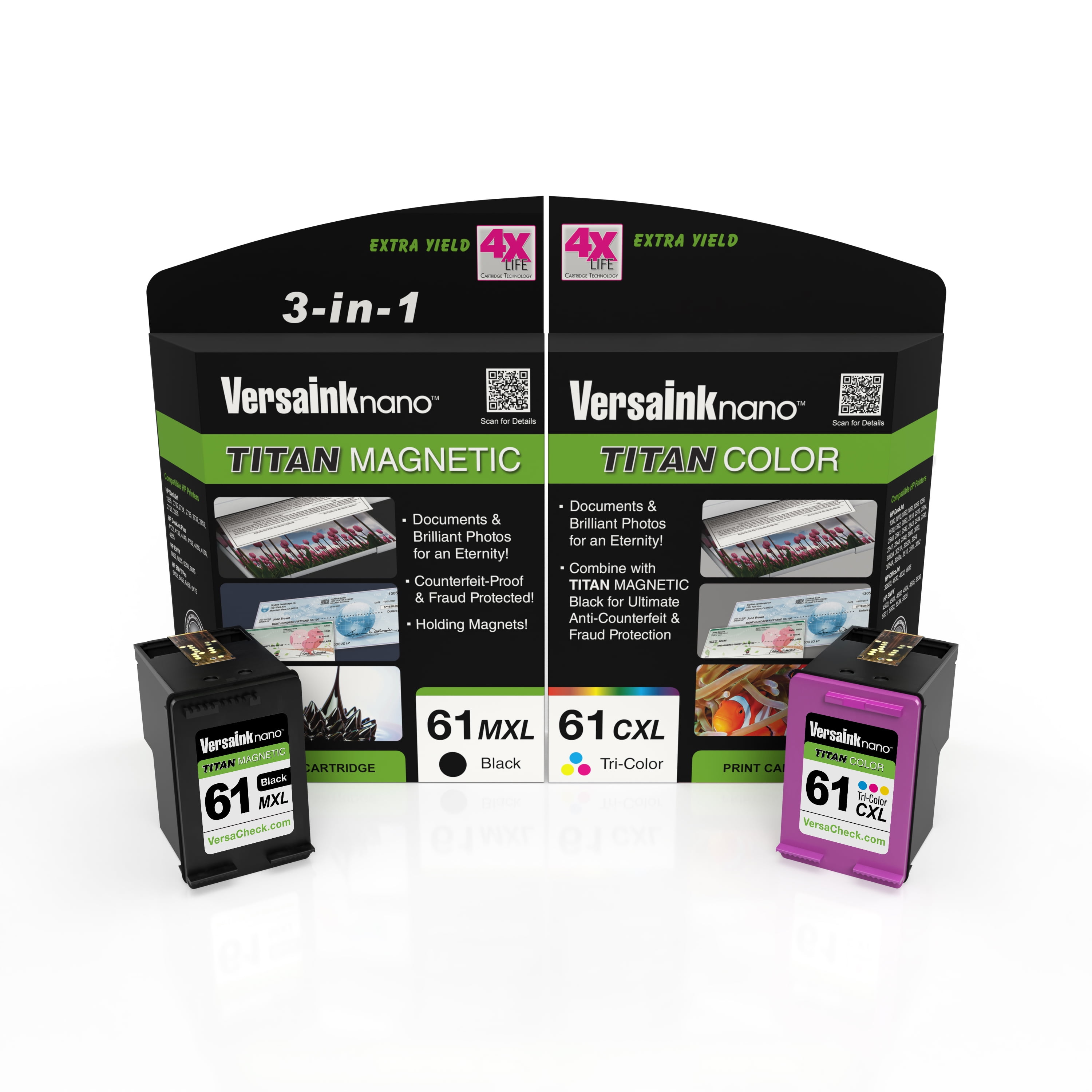VersaInk-nano HP 61 MXL Titan-Magnetic Black & Color 2-PACK - Replaces ...
