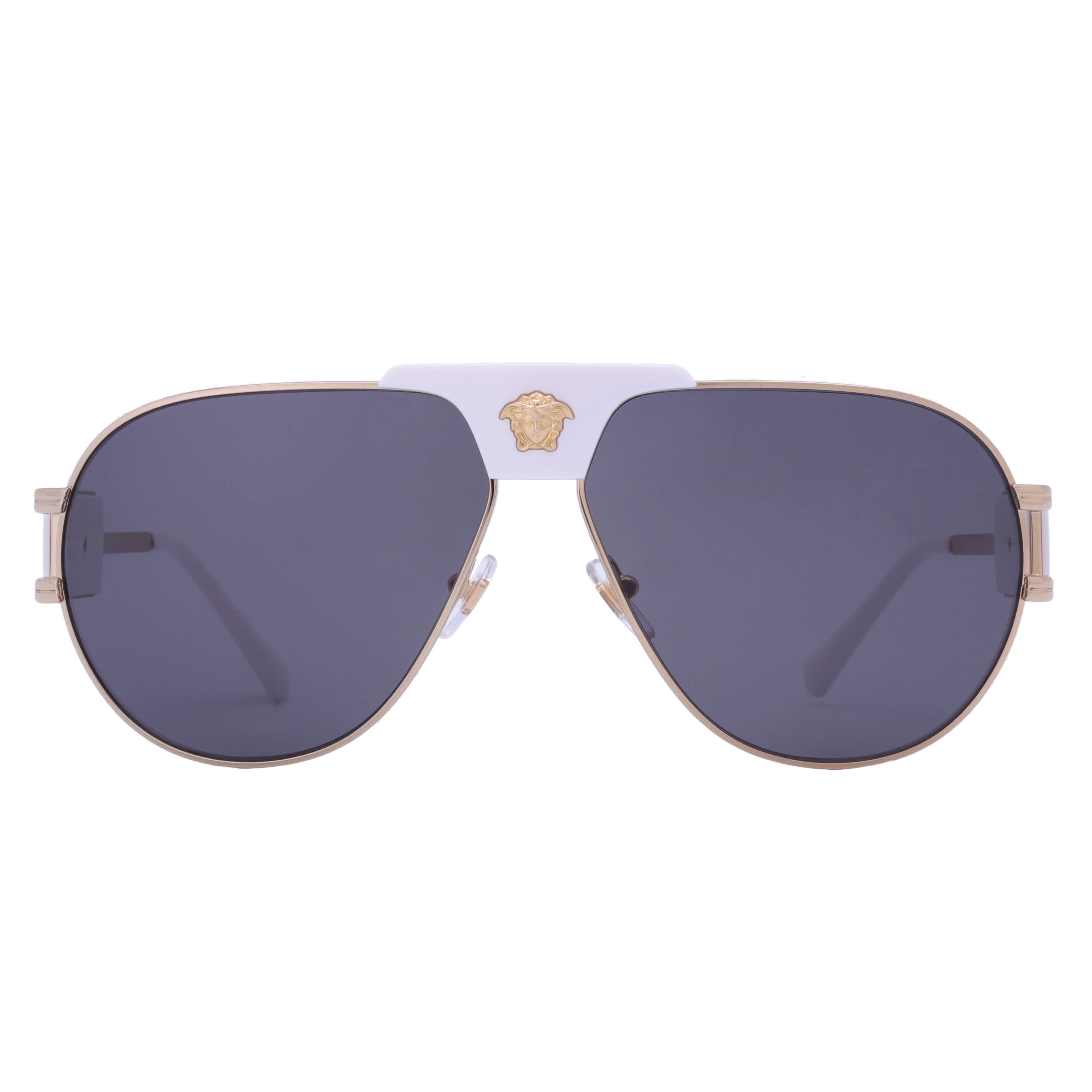Versace Men's Pilot Sunglasses Gold Frame with Dark Grey Lens VE2252 ...