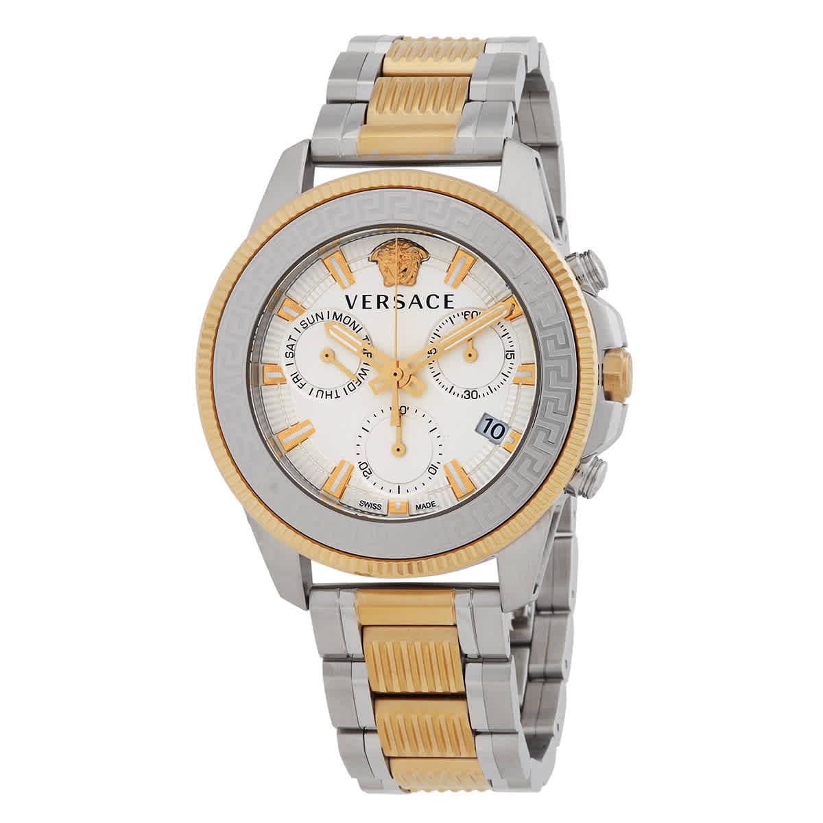 Versace Greca Action Chronograph Quartz Silver Dial Men's Watch ...