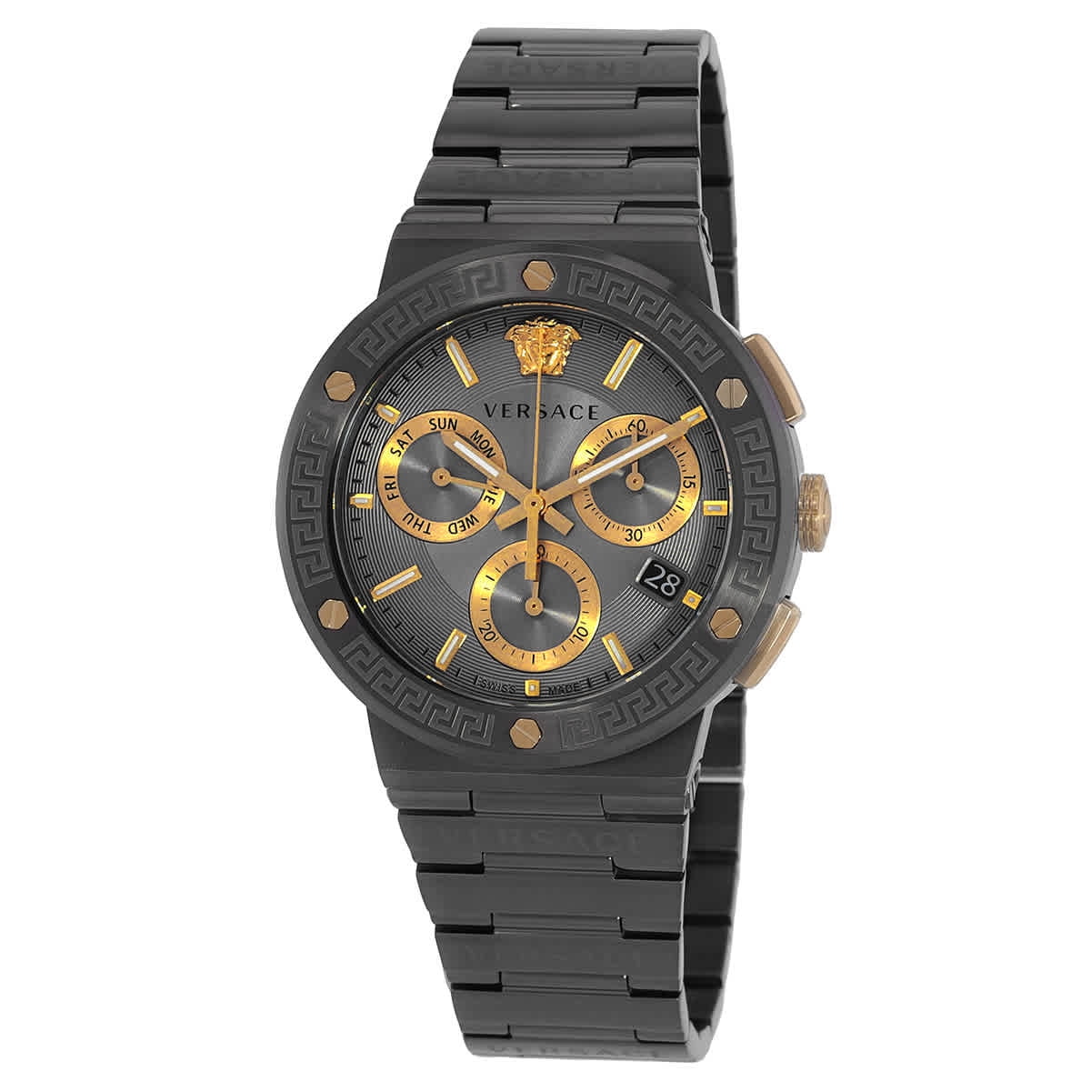 Versace Greca Logo Chronograph Quartz Grey Dial Men's Watch VEZ900521 ...