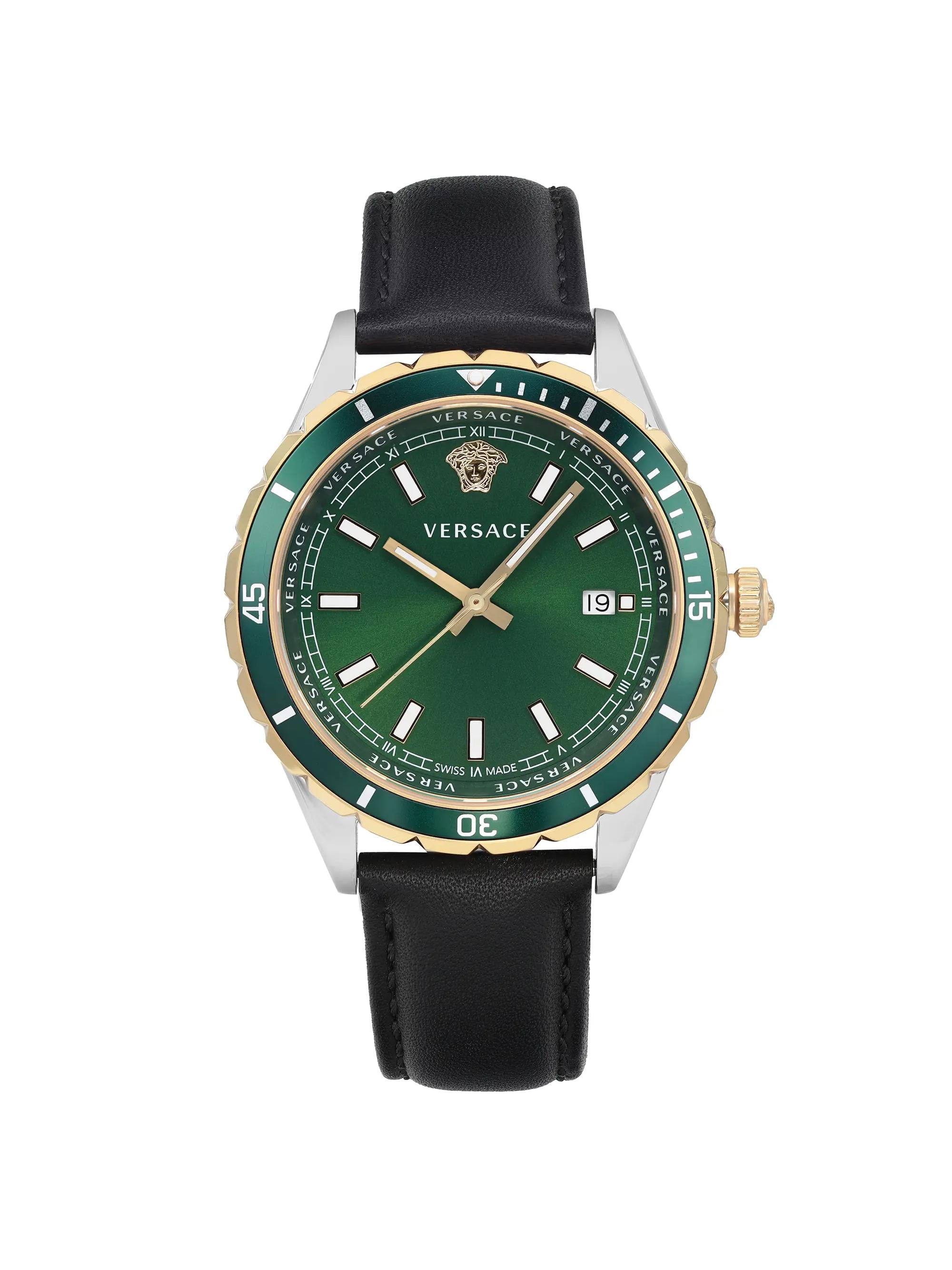 Versace Hellenyium 42mm Steel Green Dial Quartz Men Watch VE3A00322 ...