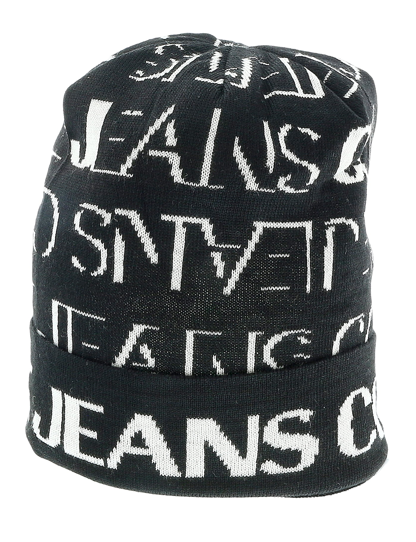 Versace Jeans Couture Black/White Signature Warm Beanie for Mens ...