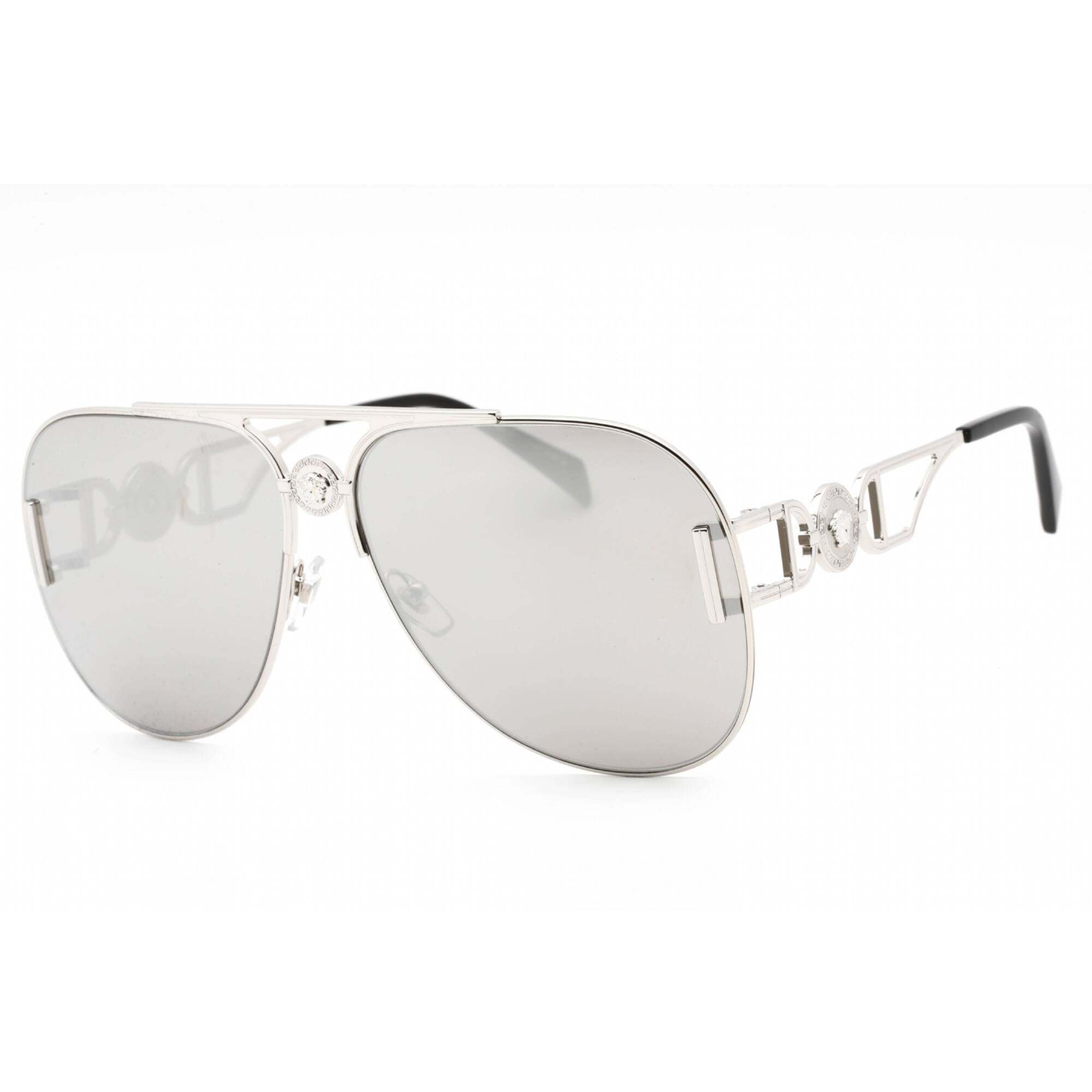 Versace Light Gray Lens, Silver Metal Frame, Unisex Pilot Sunglasses ...