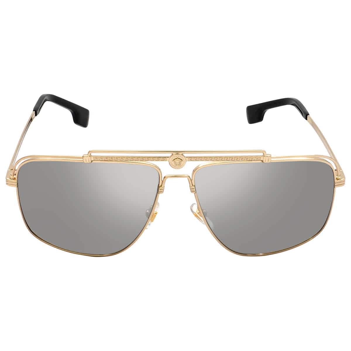 Versace VE 2242 Metal Unisex Rectangle Sunglasses Pale Gold 61mm Adult ...