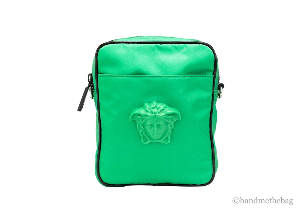 Versace Small Bright Green Nylon Fabric Medusa Crossbody Messenger Bag ...
