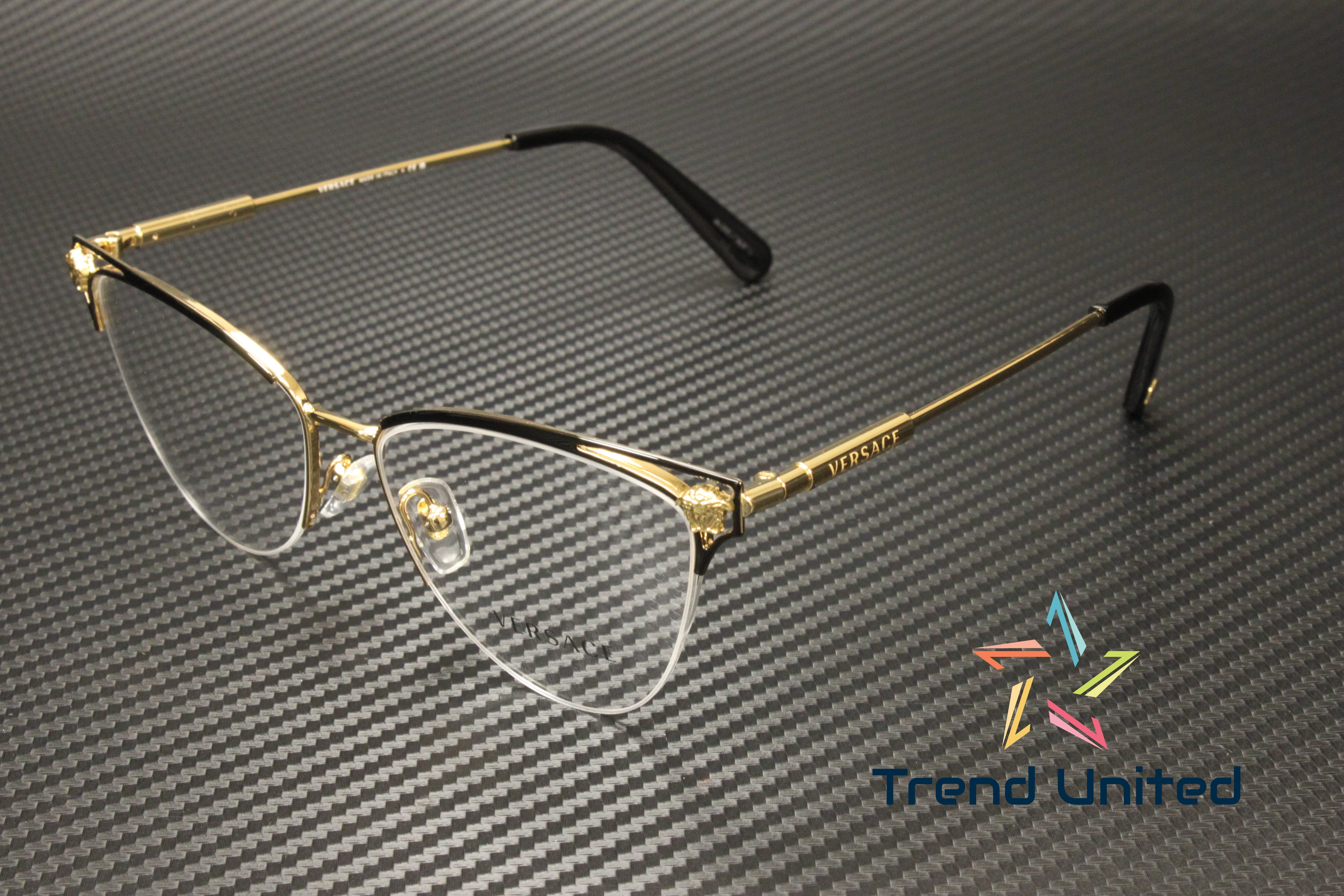 Versace Women's Gold Metal Frame Full Rim Eyeglasses, Cat-Eye Style ...