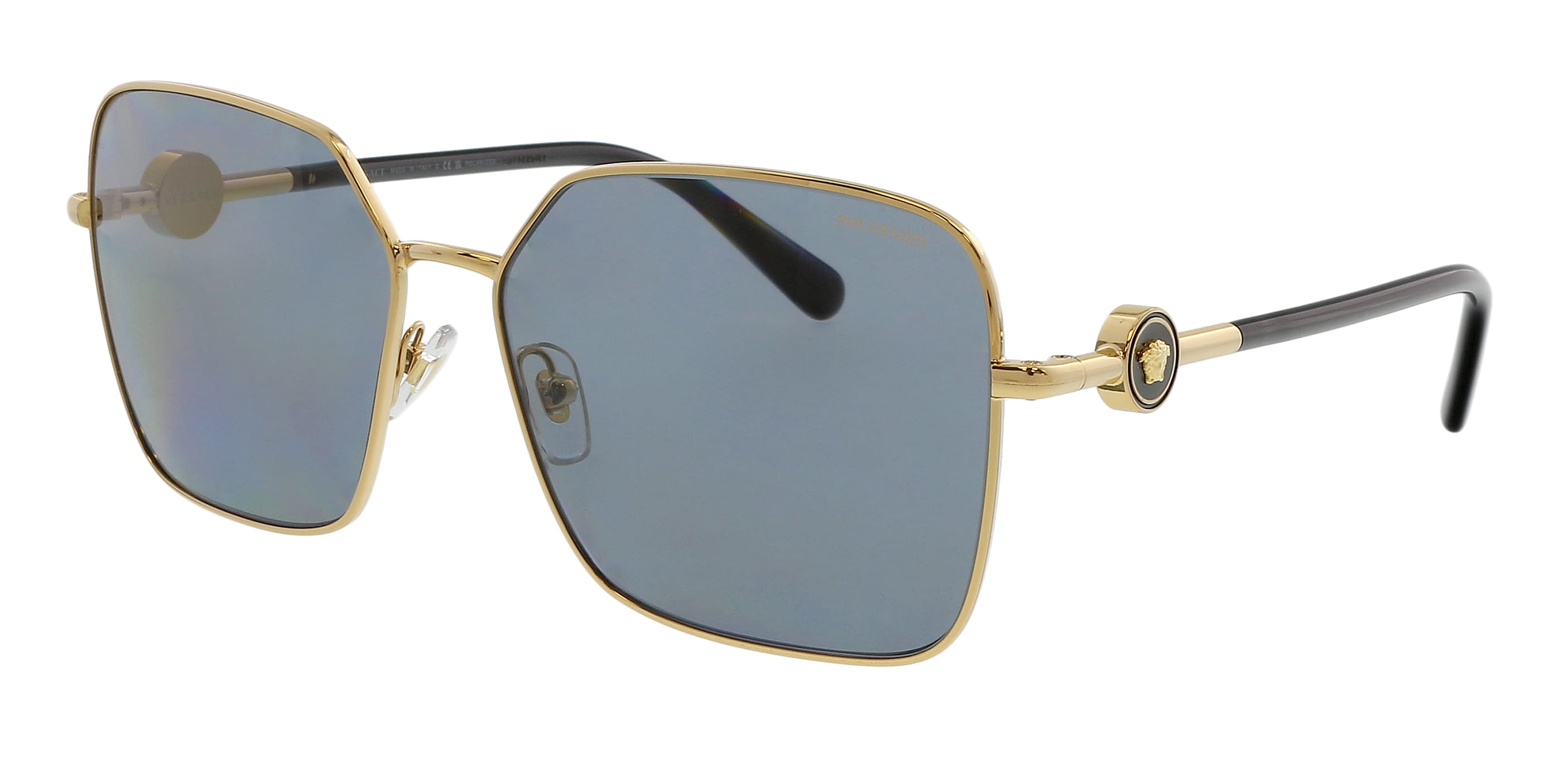 Versace VE 2227 Metal Womens Square Polarized Sunglasses Gold 59mm ...