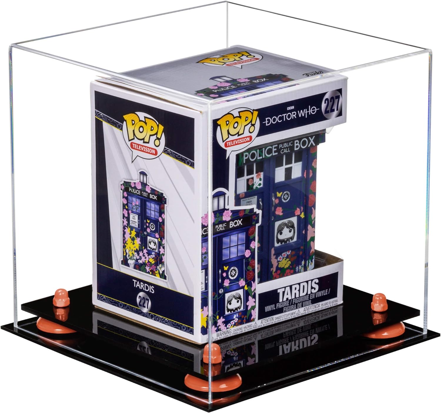 Versaile Clear Display Case - Medium Square Box wih Orange Risers and ...