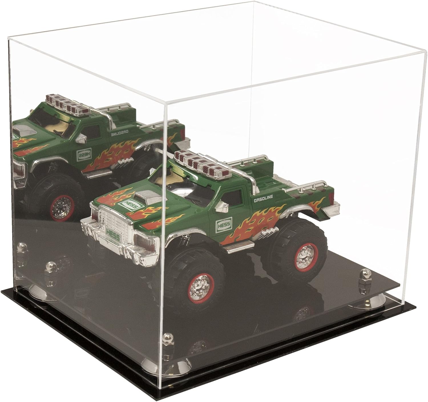 Versaile Display Case - Medium Recangle Box wih Silver Risers and Mirror 12.25" x 10" x 10.5 ...