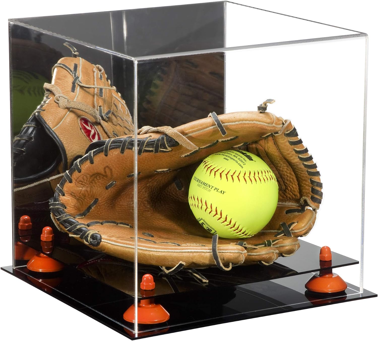 Versaile Display Case - Medium Square Box wih Orange Risers and Mirror 11" x 11" x 11" (A001-OR ...