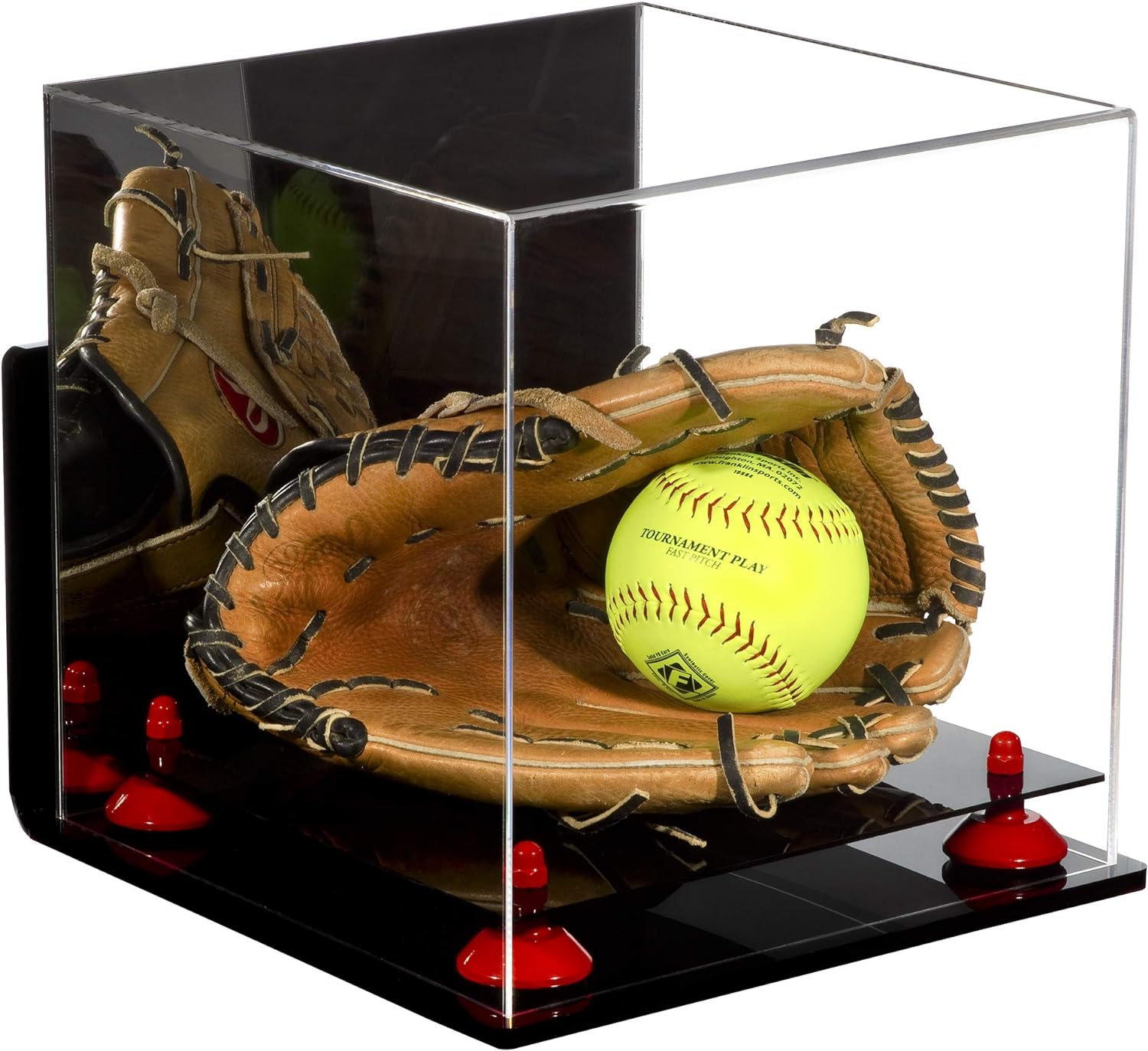 Versaile Display Case - Medium Square Box wih Red Risers Mirror and ...