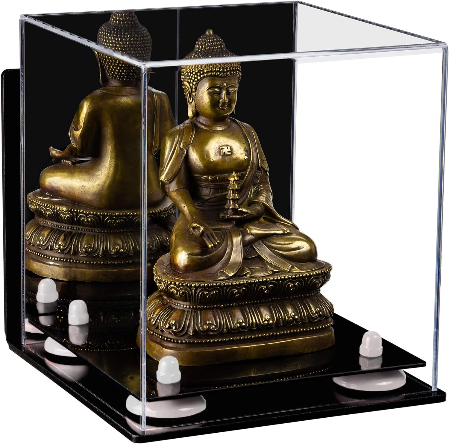 Versaile Display Case - Small Recangle Box wih Mirror, Wall Moun and Whie Risers 8" x 8" x 8.5 ...