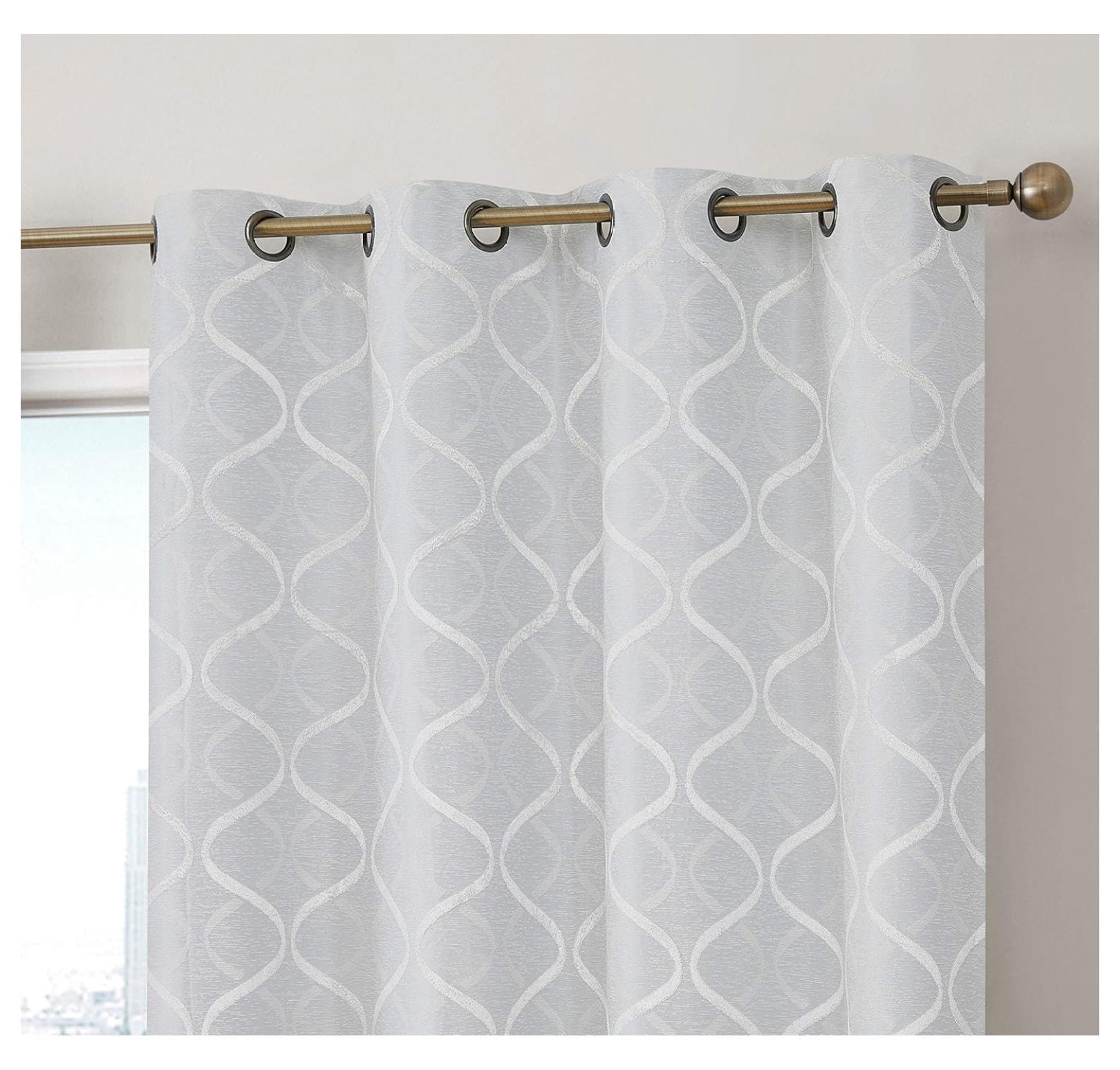 Versailles Lattice Flocked 100% Complete Blackout Thermal Insulated Window Curtain Grommet ...
