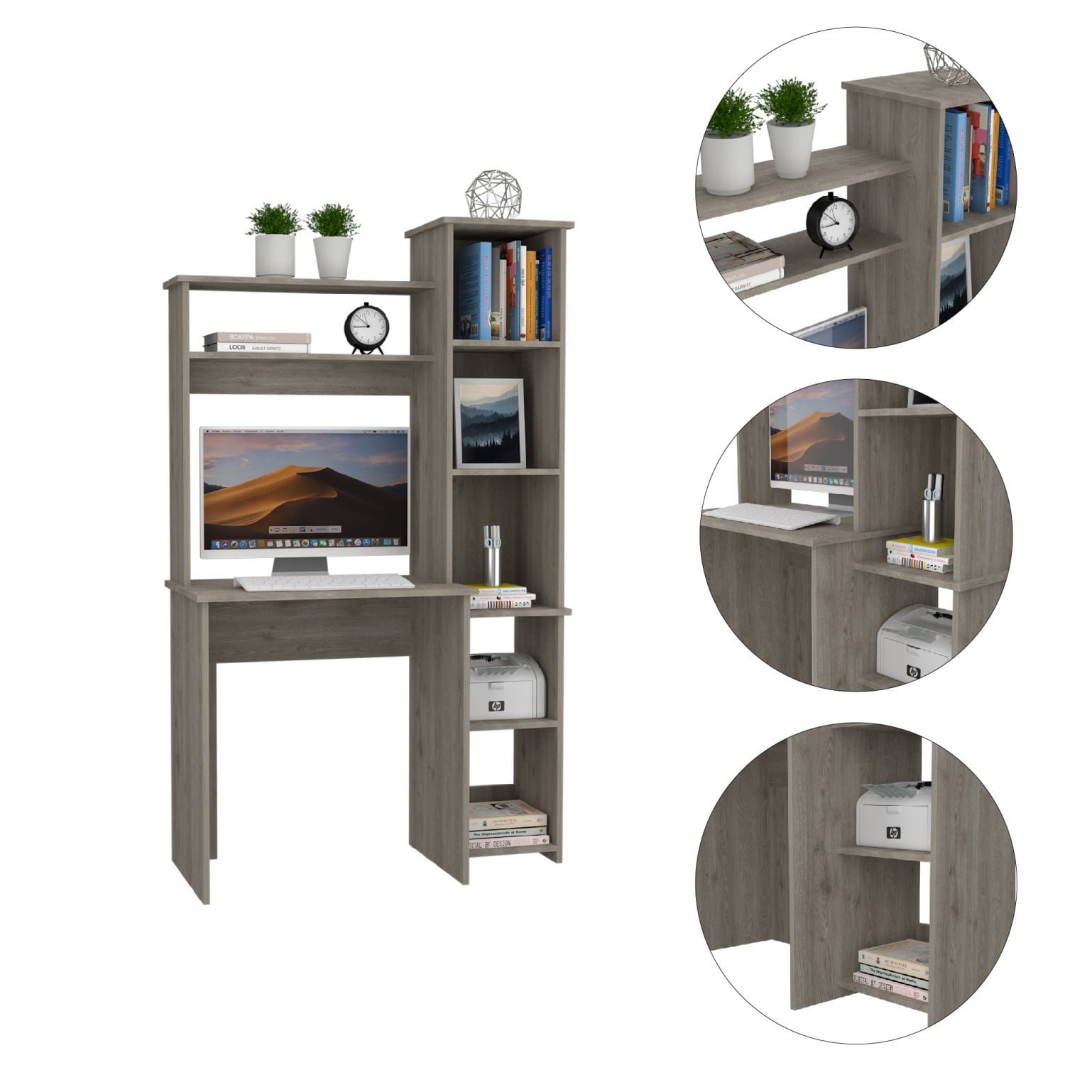 Versalles Writintg Desk, Two Superior Shelves, Five Cubbies -Light Gray ...